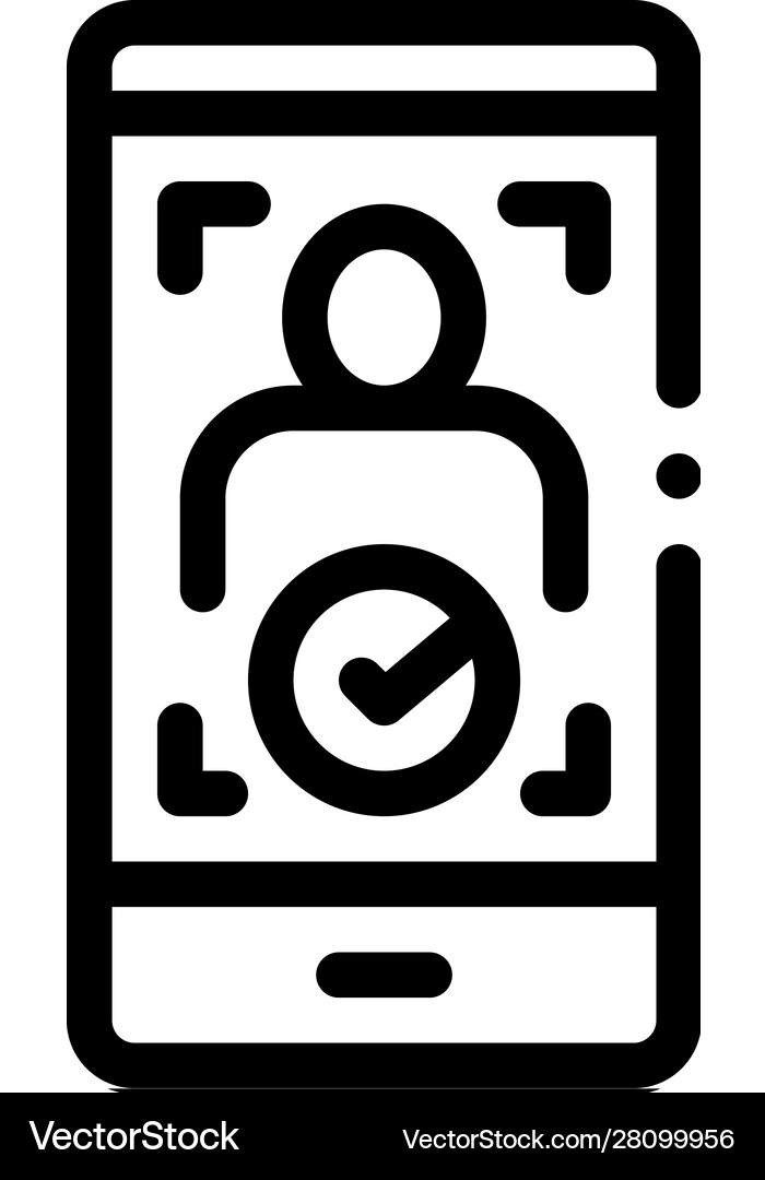 Phone person verification icon outline Royalty Free Vector