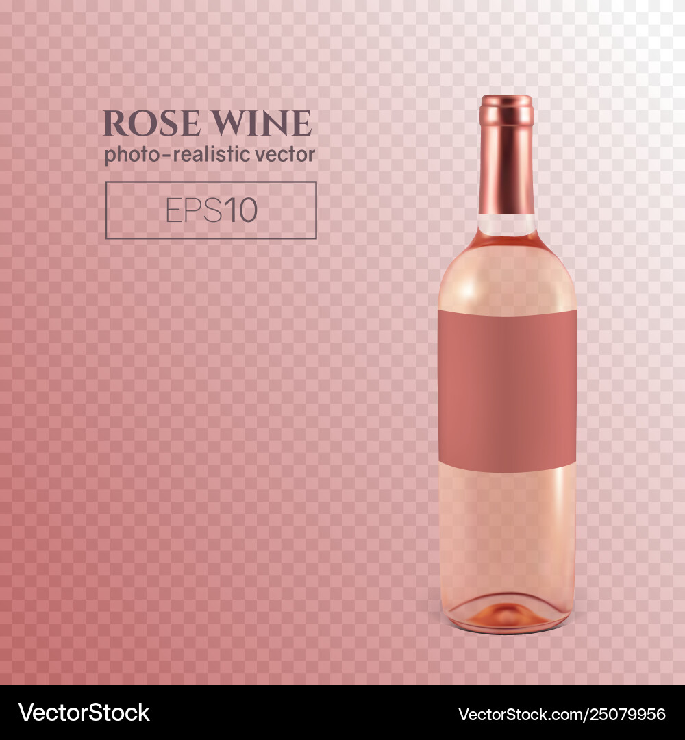 Photorealistic bottle rose wine Royalty Free Vector Image