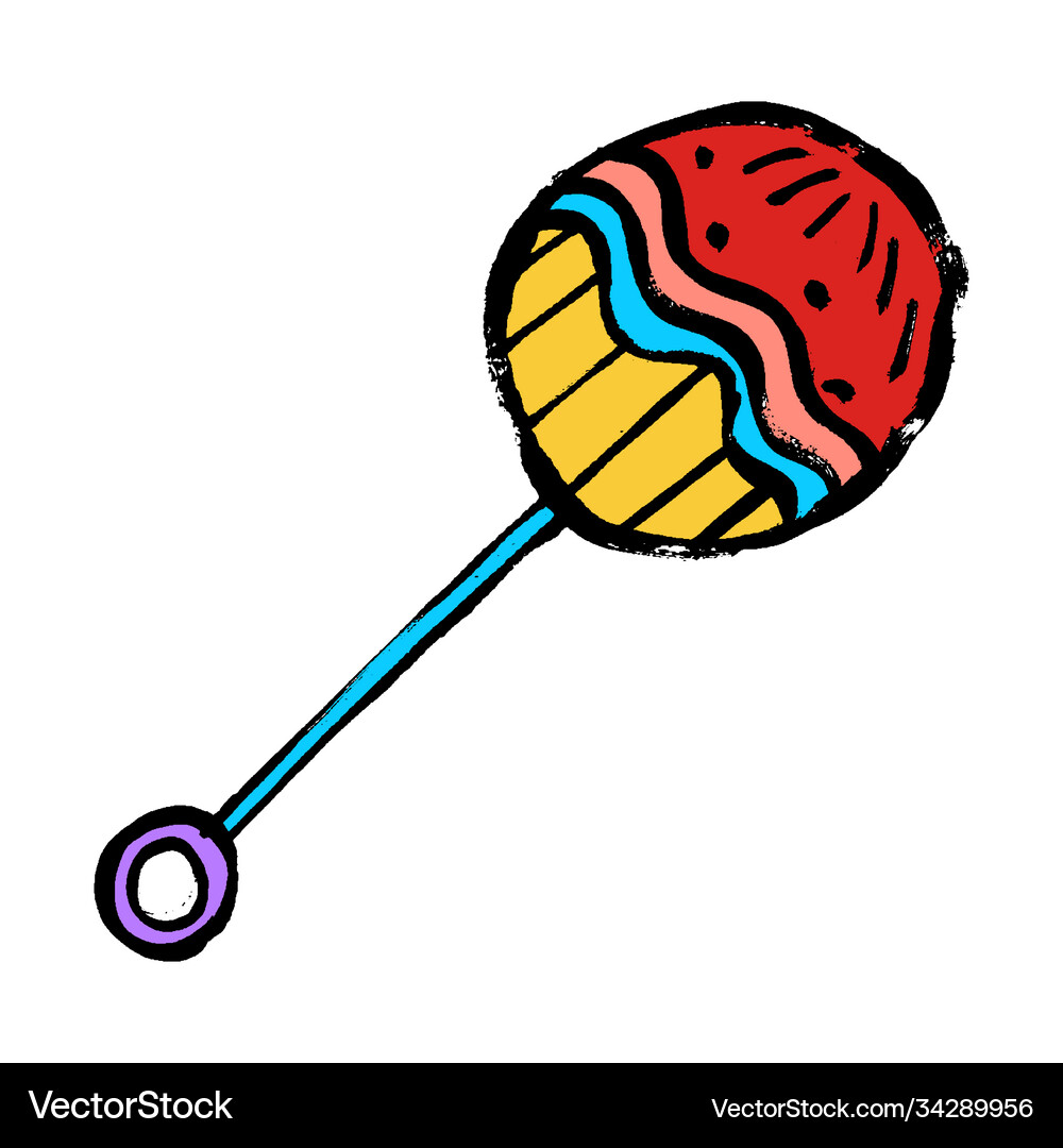 Rattle toy flat baby infant colored plastic Vector Image
