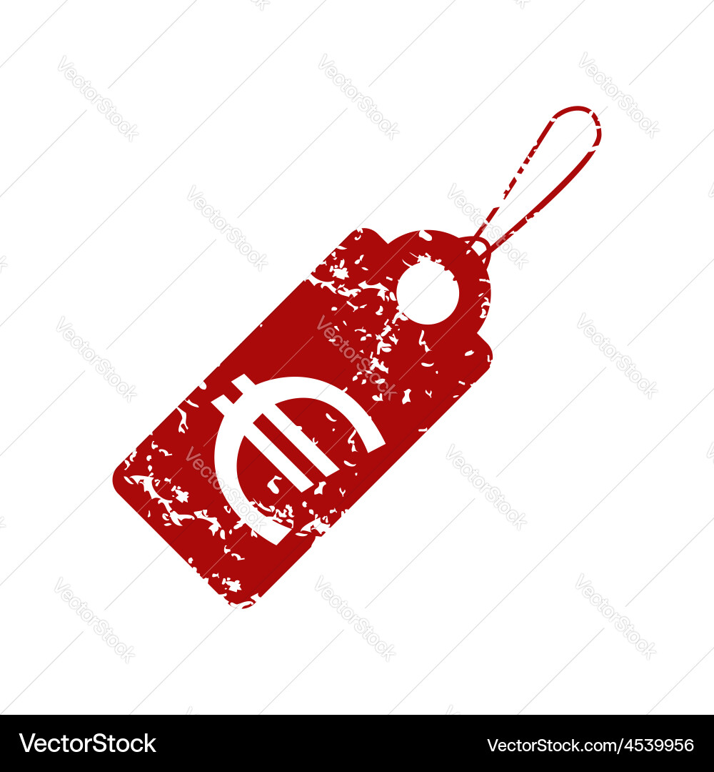 Red grunge euro tag logo Royalty Free Vector Image