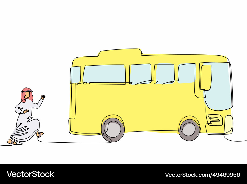 Single one line drawing arab businessman running Vector Image