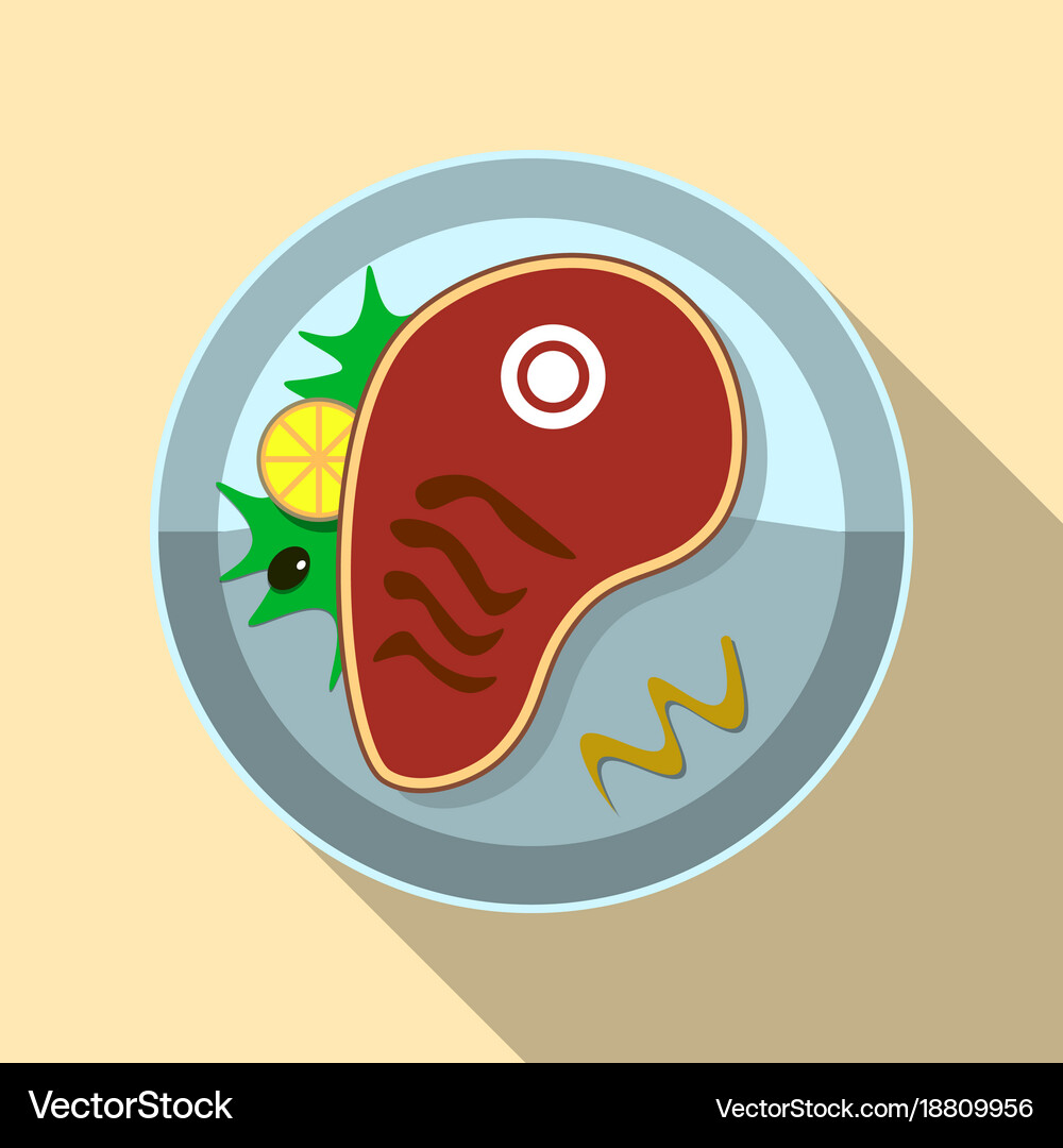 Steak meat on the plate good for menu design Vector Image