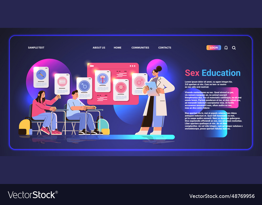 Woman gives lecture about sexual health education Vector Image