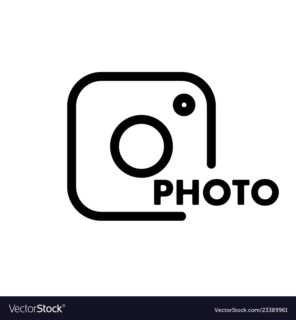 A simple camera icon with caption Royalty Free Vector Image