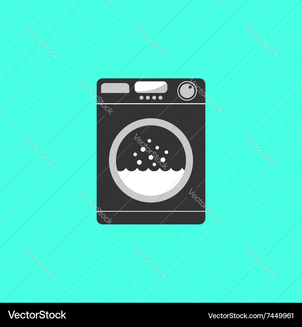 Black washing machine isolated on green background
