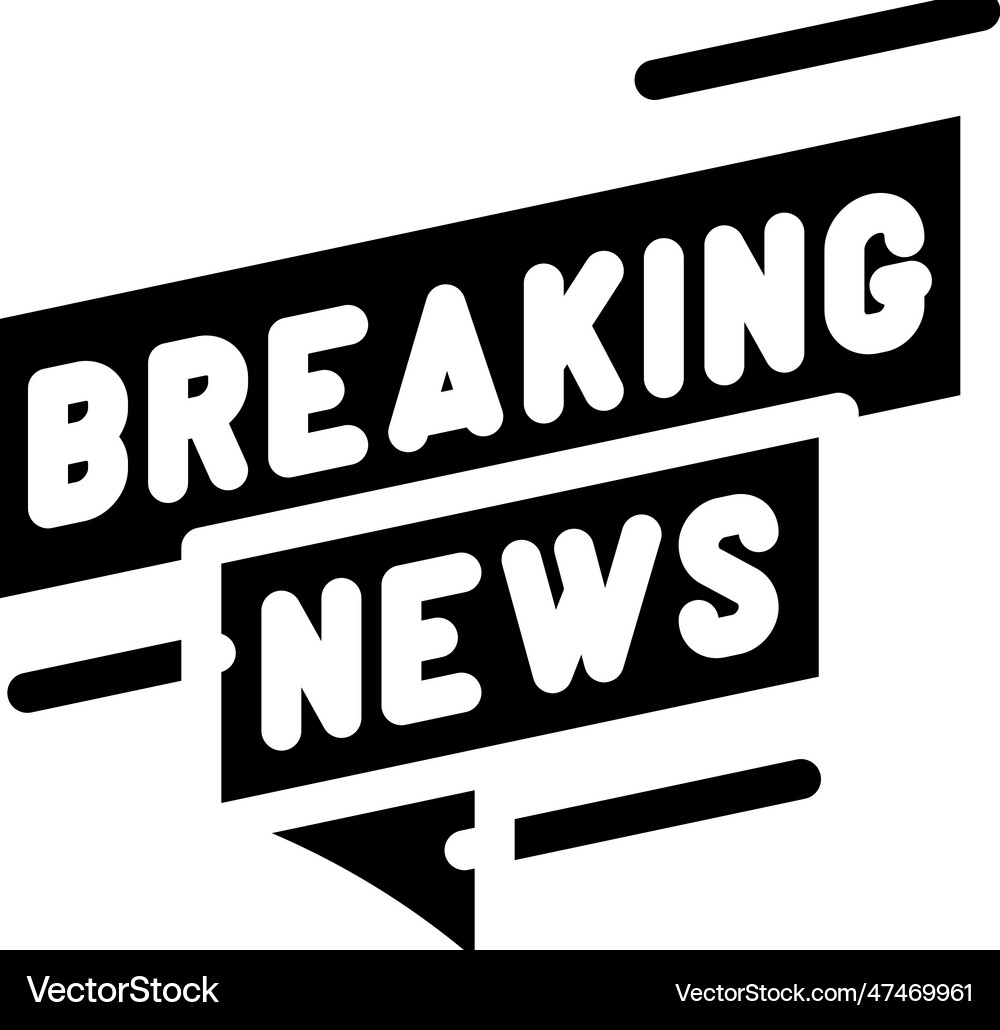 Breaking news media glyph icon Royalty Free Vector Image