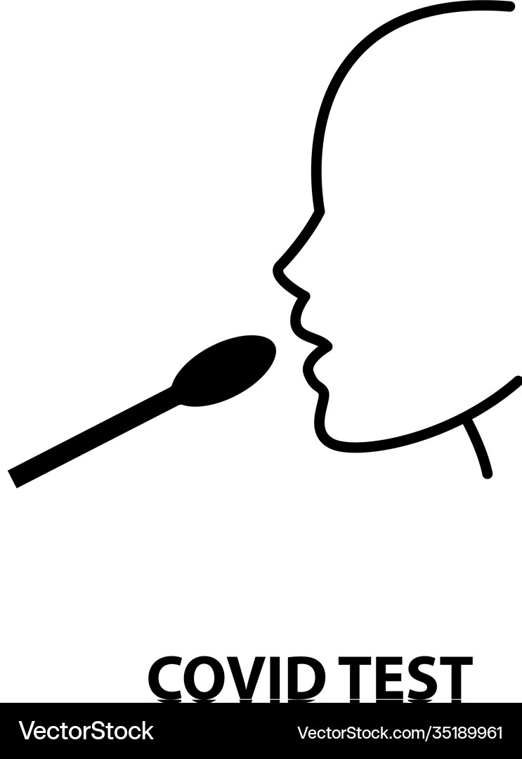 Covid19 test sign icon black sign Royalty Free Vector Image
