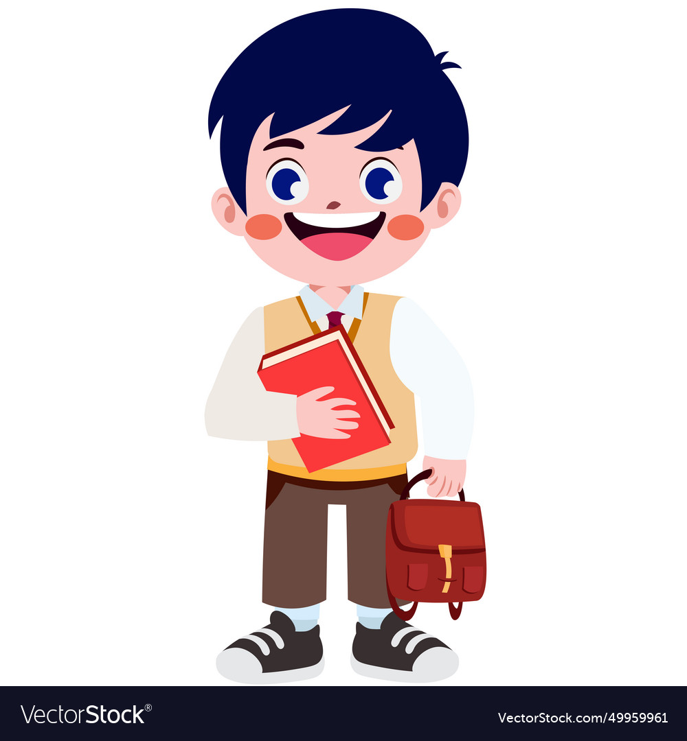 Cute little boy in school uniform Royalty Free Vector Image
