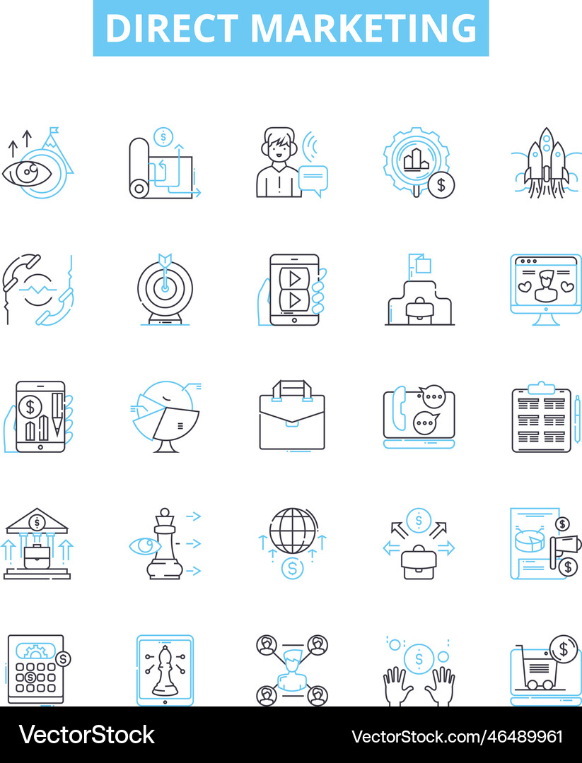 Direct marketing line icons set Royalty Free Vector Image