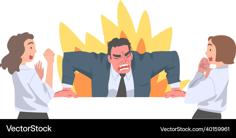 Furious chief screaming and yelling in anger Vector Image