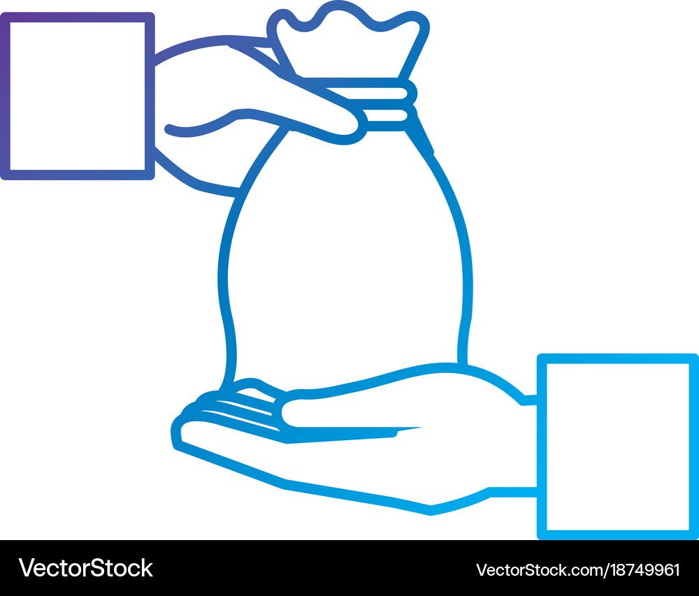 Hand with money bag isolated icon Royalty Free Vector Image