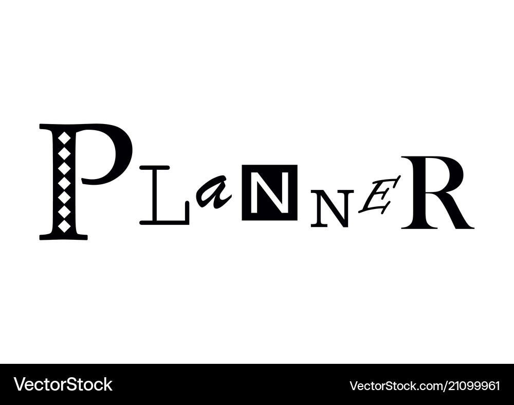 Lettering of planner with different letters Vector Image