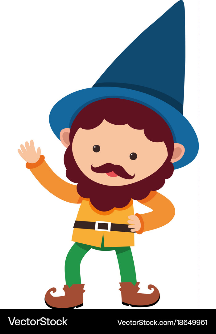 Little dwarf with blue hat Royalty Free Vector Image