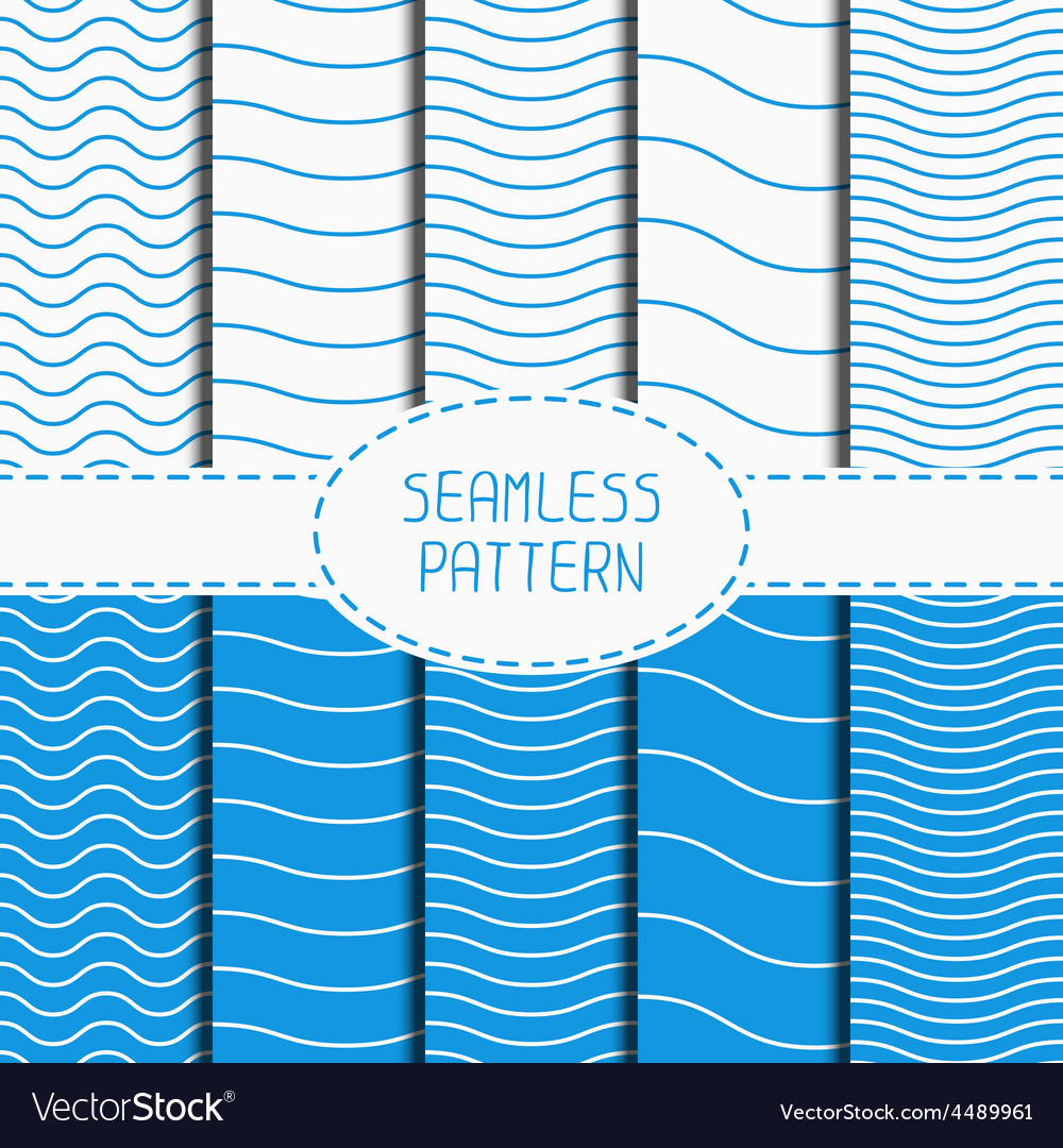 Set of geometric seamless wavy lines pattern Vector Image