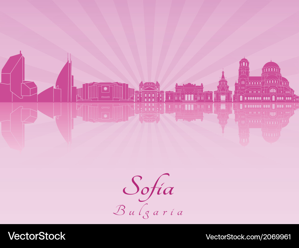 Sofia skyline in purple radiant orchid Royalty Free Vector