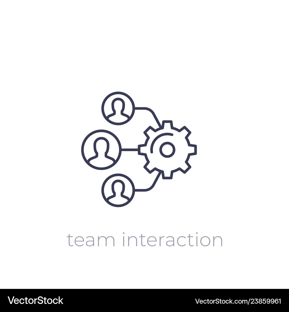 Team interaction hr management linear icon Vector Image