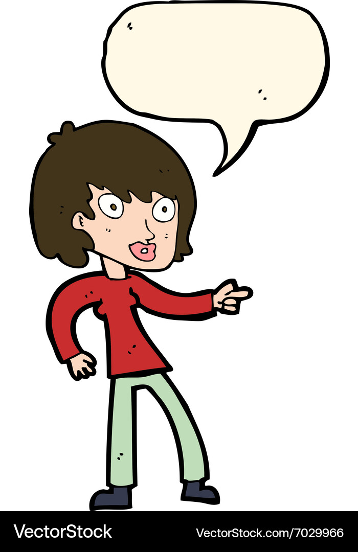 Cartoon woman pointing with speech bubble Vector Image