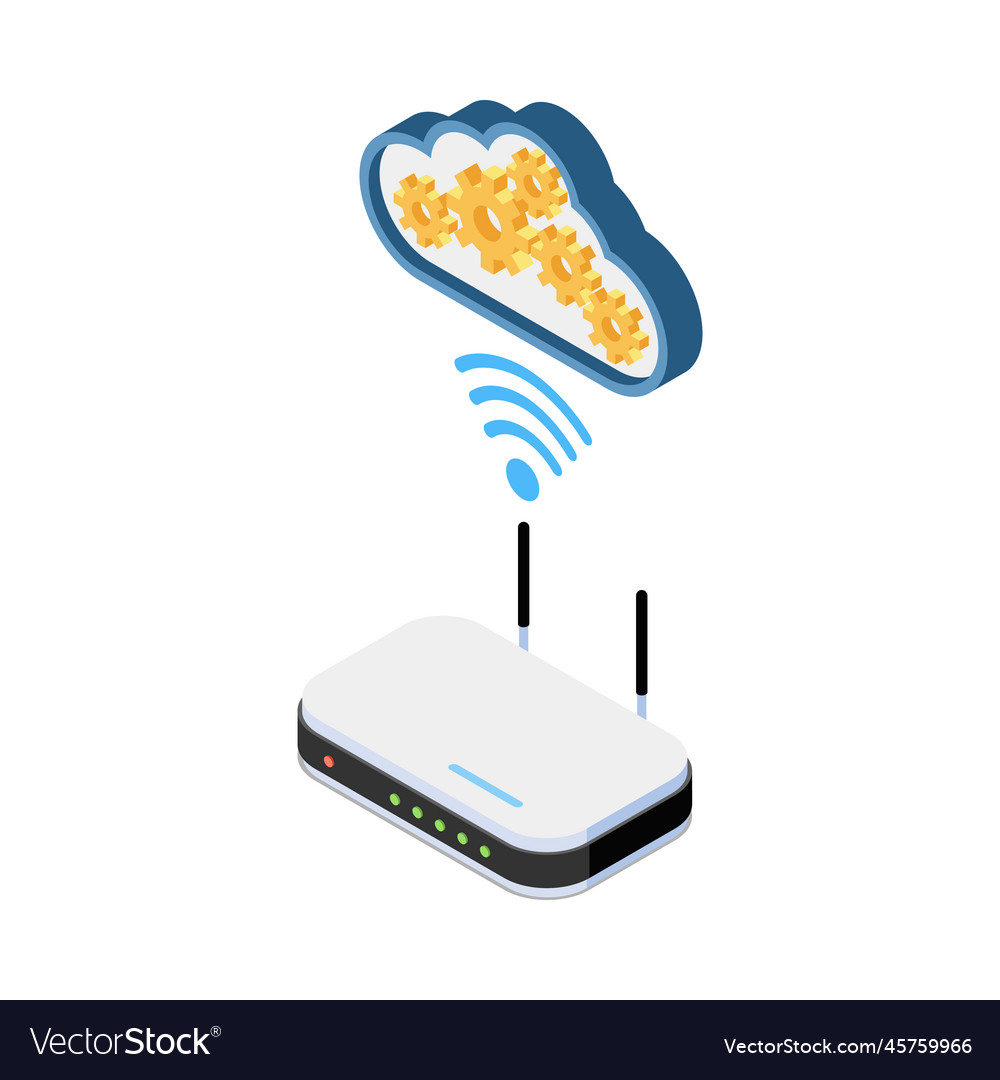 Cloud wireless router composition Royalty Free Vector Image