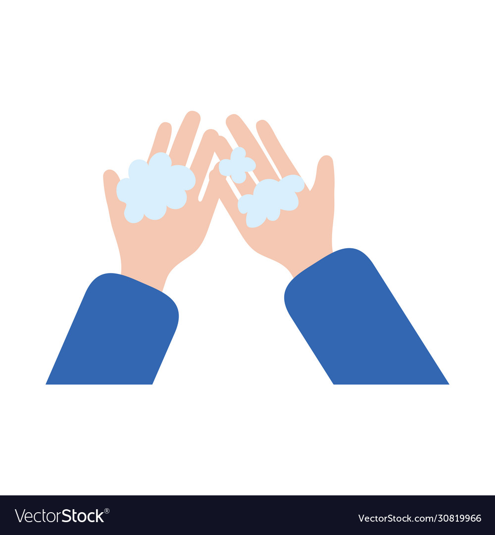 Covid 19 coronavirus washing hands with foam Vector Image