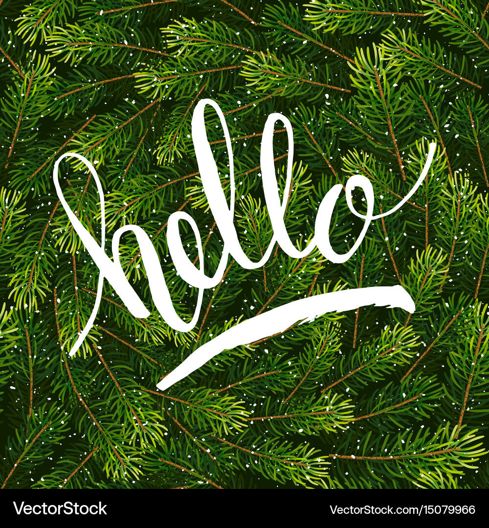 Holiday gift card with hand lettering hello Vector Image