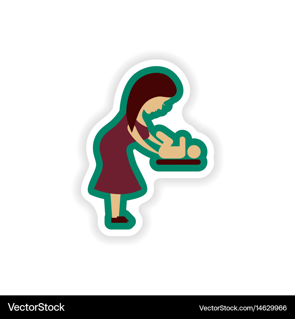 Paper sticker on white background mother Vector Image