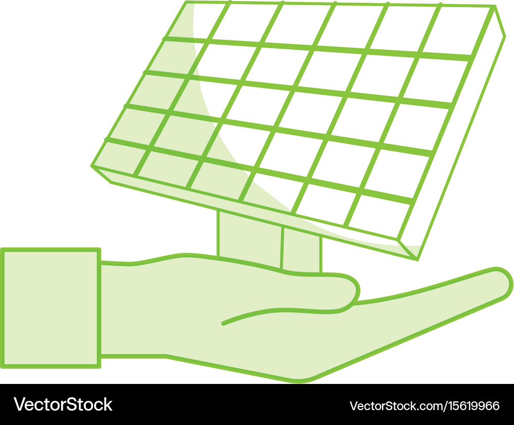 Silhouette hand with solar energy element to reuse