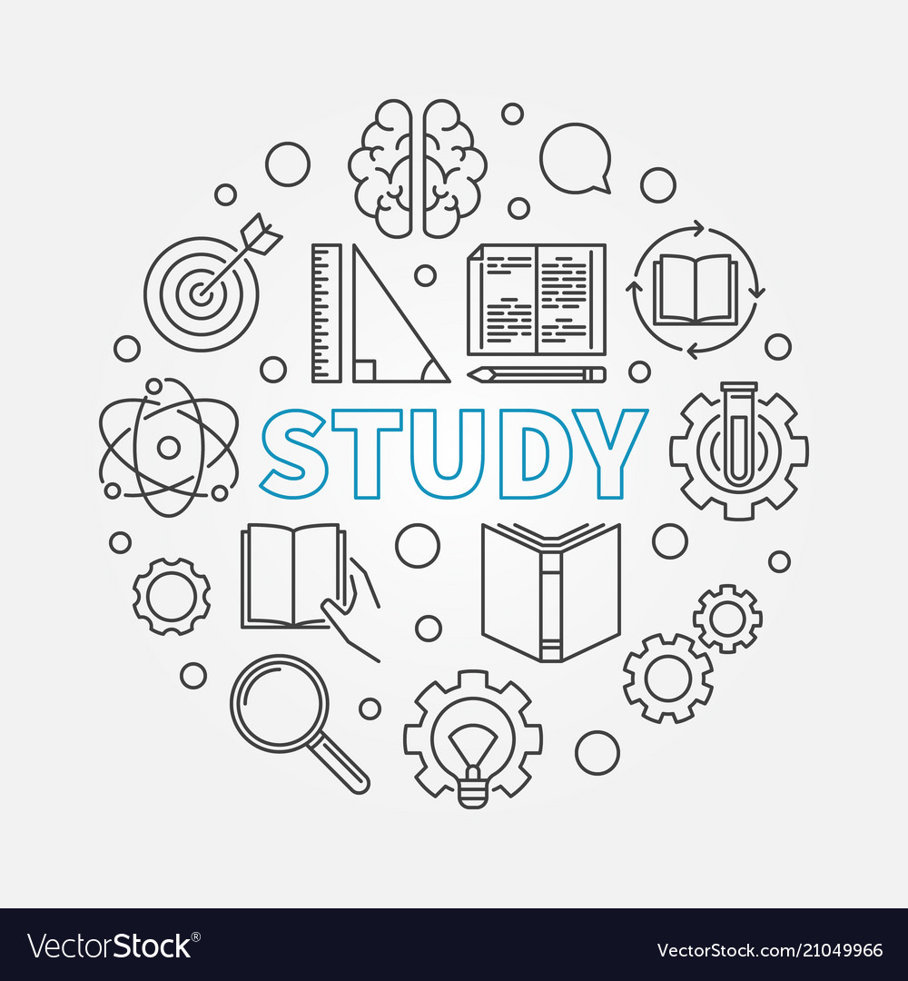 Study round concept in thin Royalty Free Vector Image