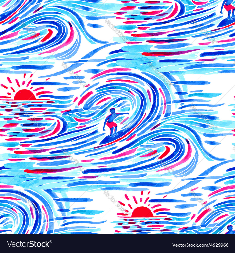 Surfing seamless pattern Royalty Free Vector Image