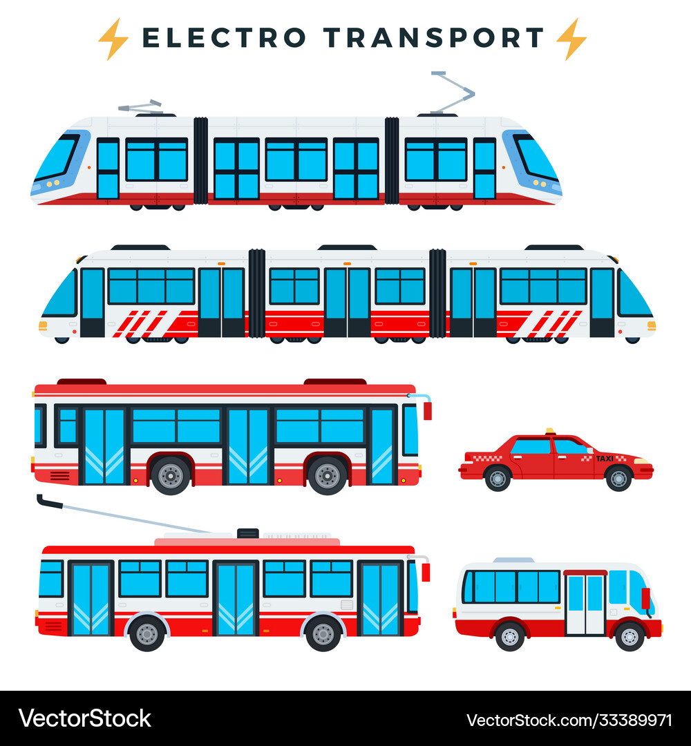 Collection urban electric transport Royalty Free Vector