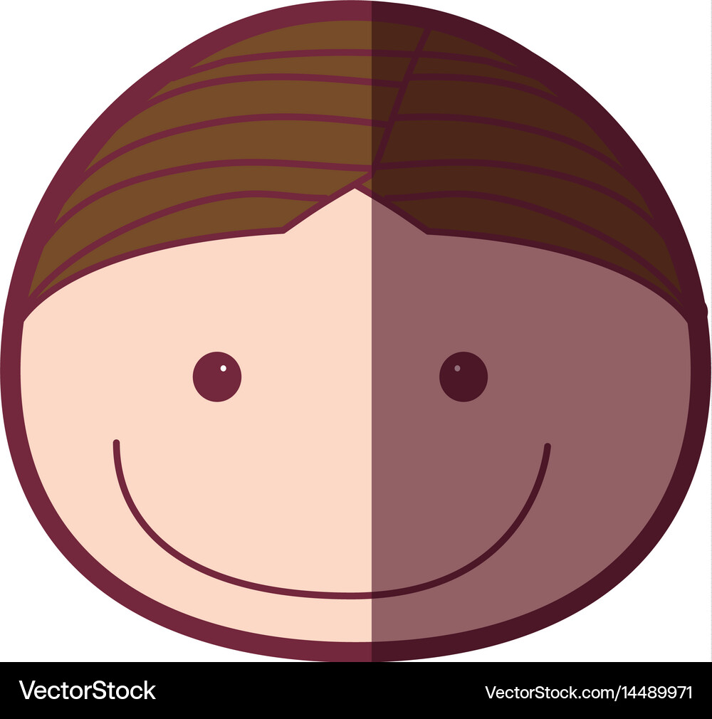 Color silhouette shading cartoon front face man Vector Image