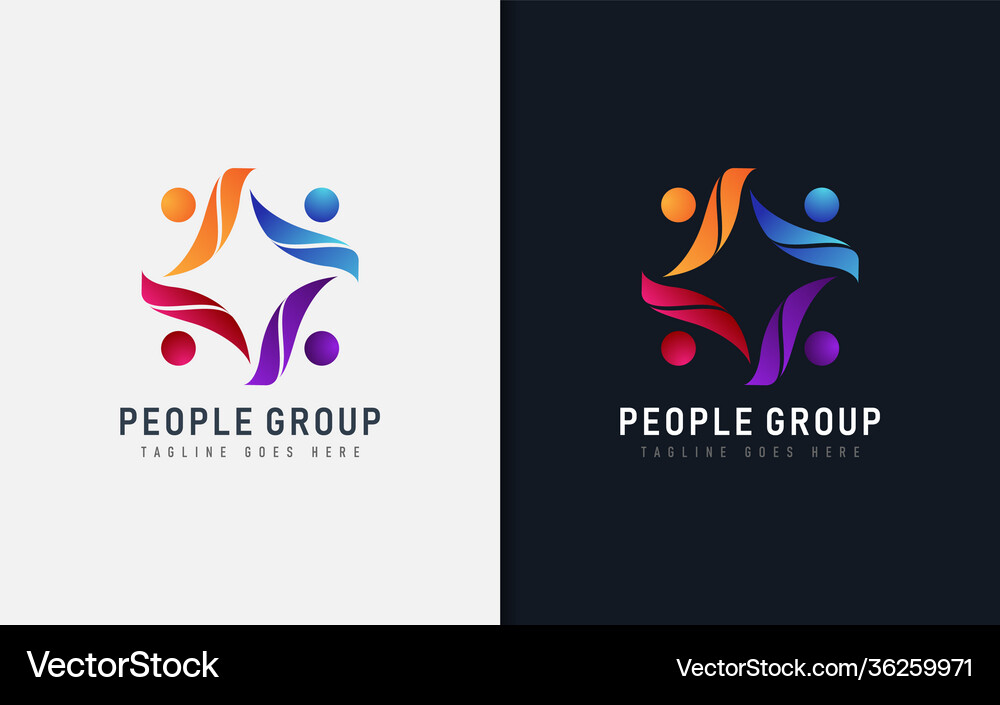 Colorful people group symbol combination logo Vector Image