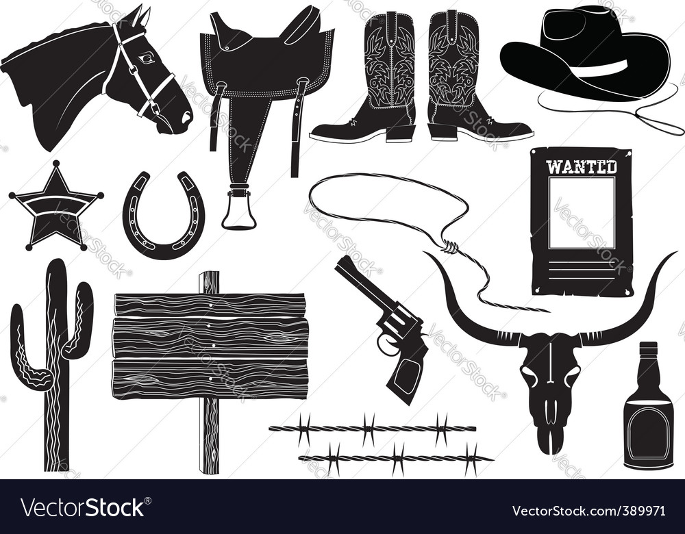 Cowboy elements Royalty Free Vector Image - VectorStock