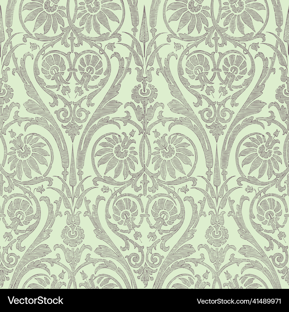 Floral damask seamless pattern vintage filigree Vector Image