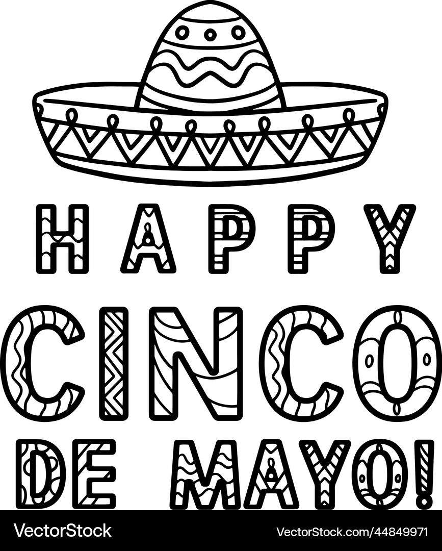 Happy cinco de mayo isolated coloring page Vector Image