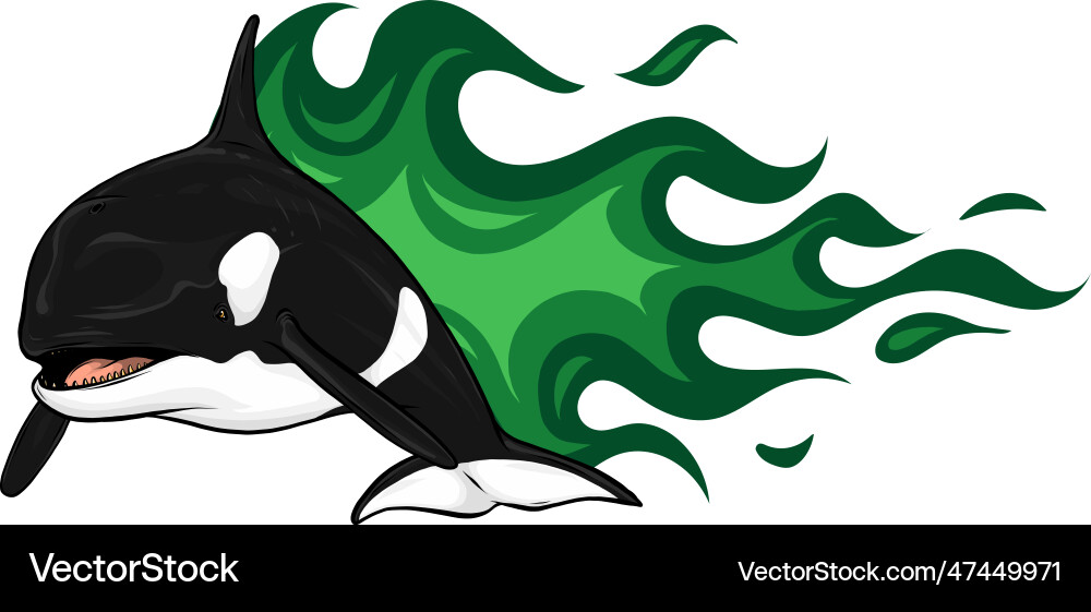 Killer whale with flames Royalty Free Vector Image