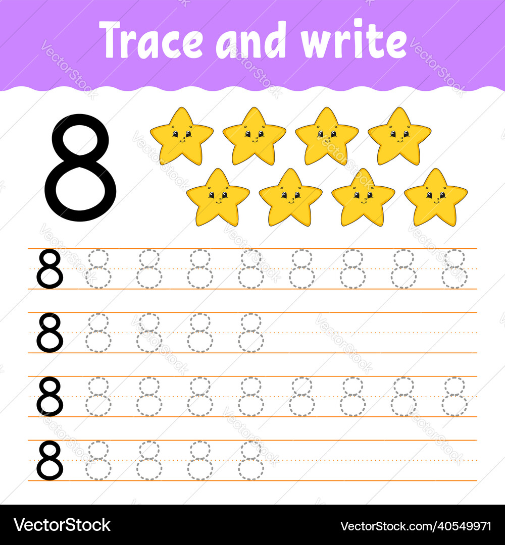 Learn numbers trace and write handwriting Vector Image