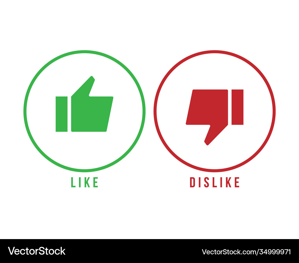 Like and unlike symbol dislike Royalty Free Vector Image