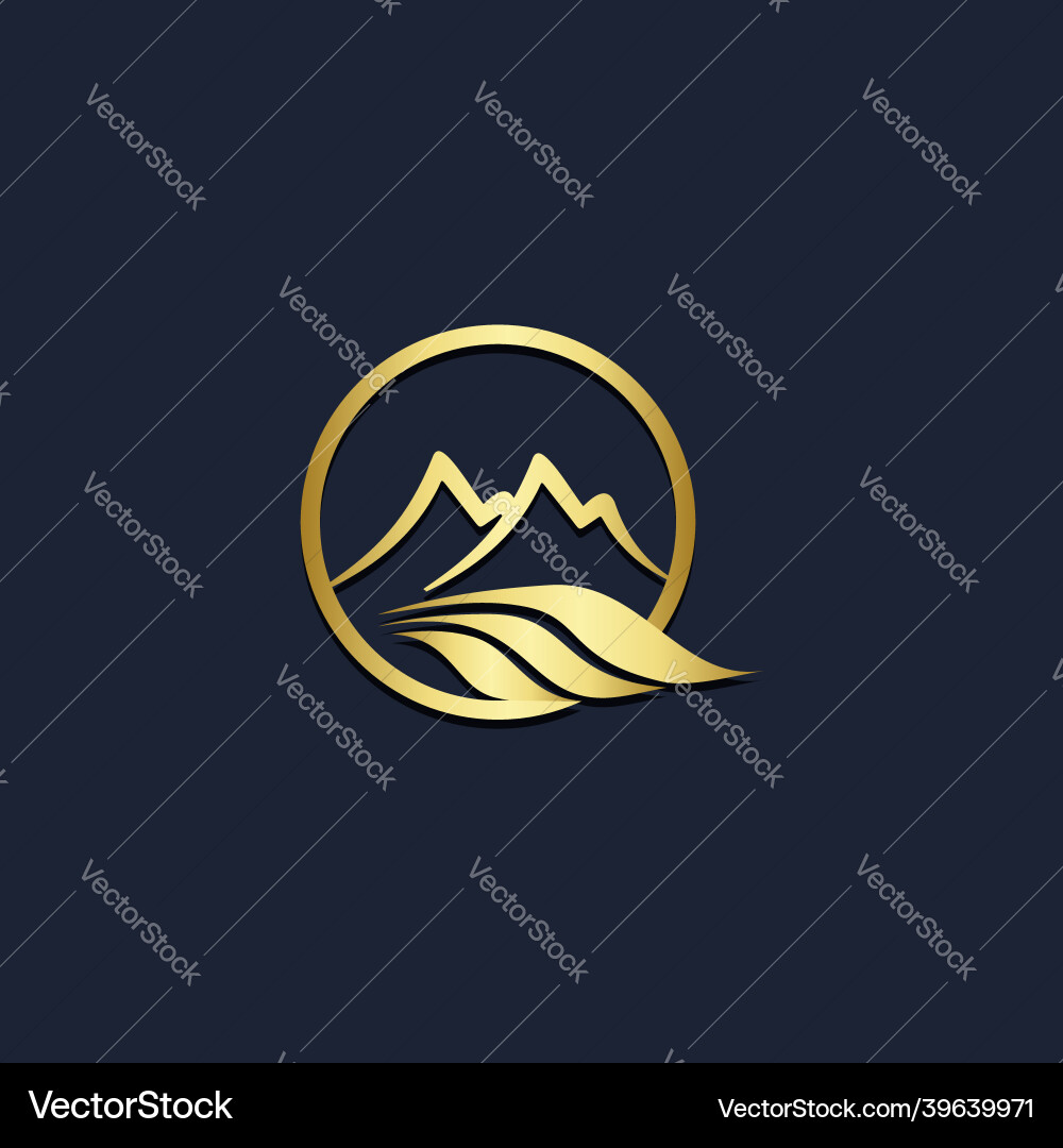 Mountain landscape nature gold logo Royalty Free Vector