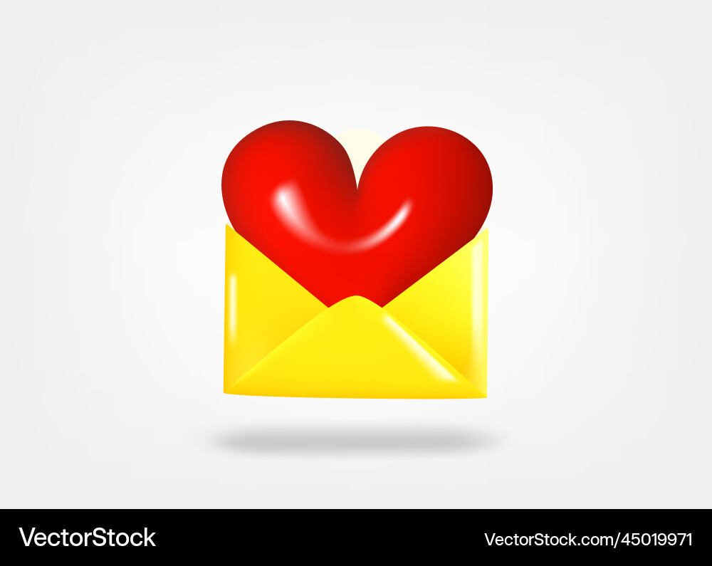 Paper envelope with red heart mailing with love Vector Image
