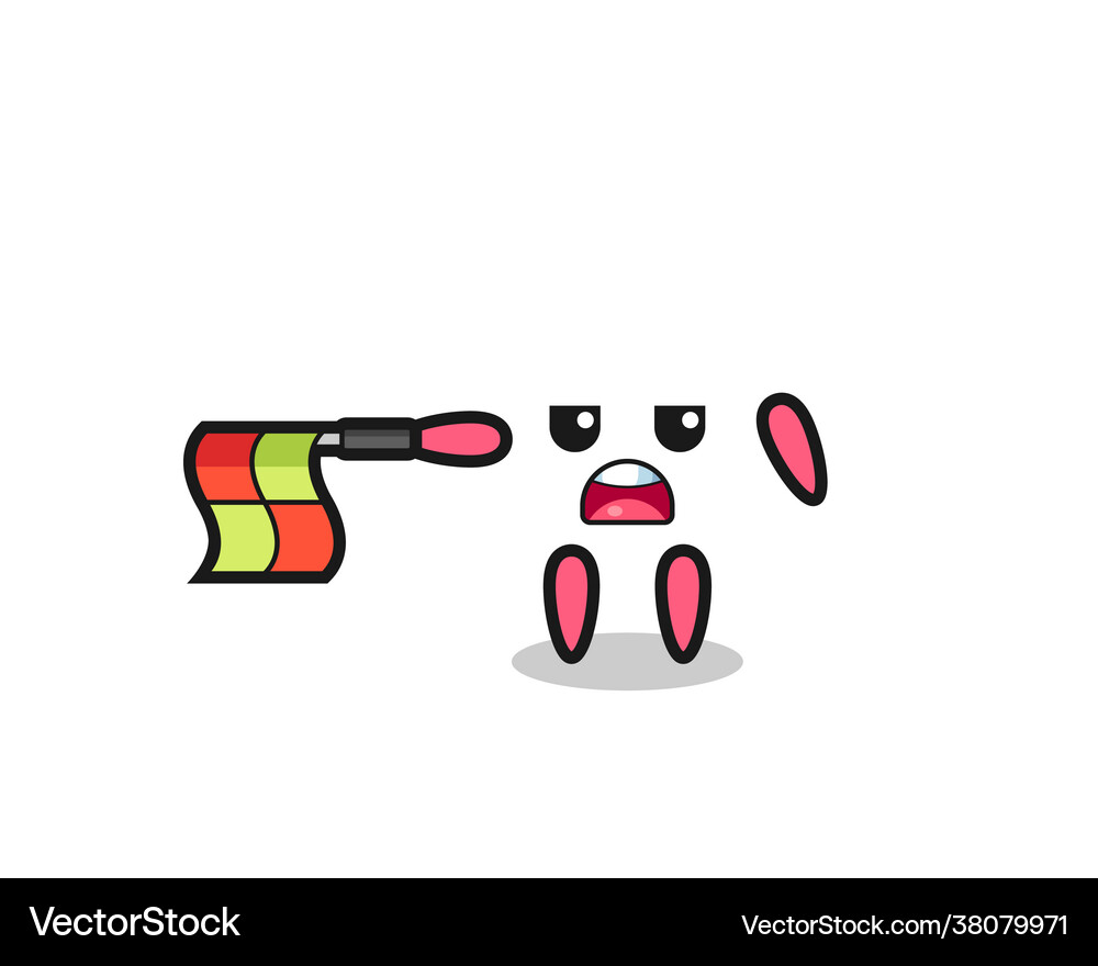 Peach character as line judge hold flag Royalty Free Vector