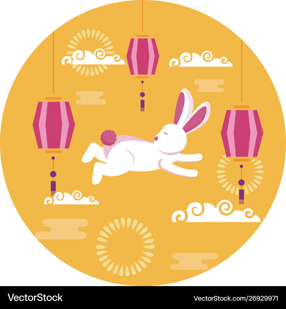 Rabbit mid autumn festival design Royalty Free Vector Image