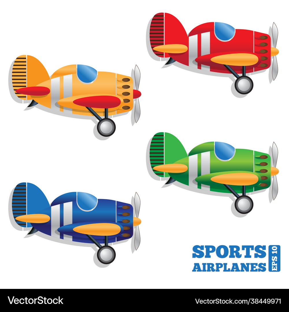 Set sports airplanes on white background Vector Image