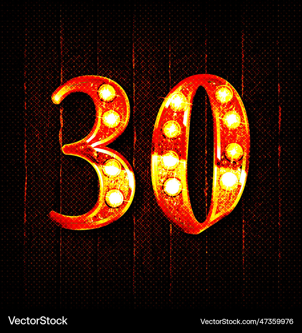 30th anniversary celebration golden numbers Vector Image