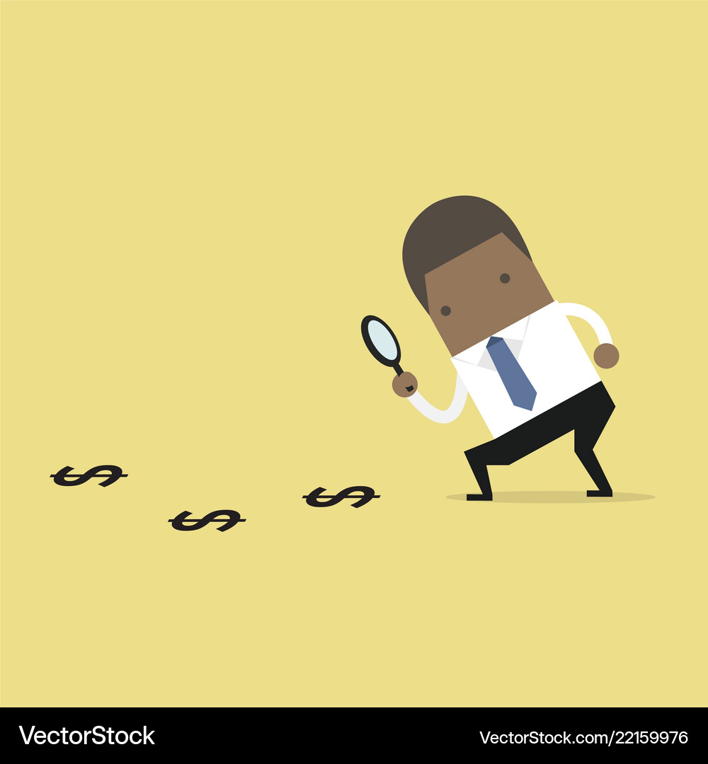 African businessman finding money Royalty Free Vector Image