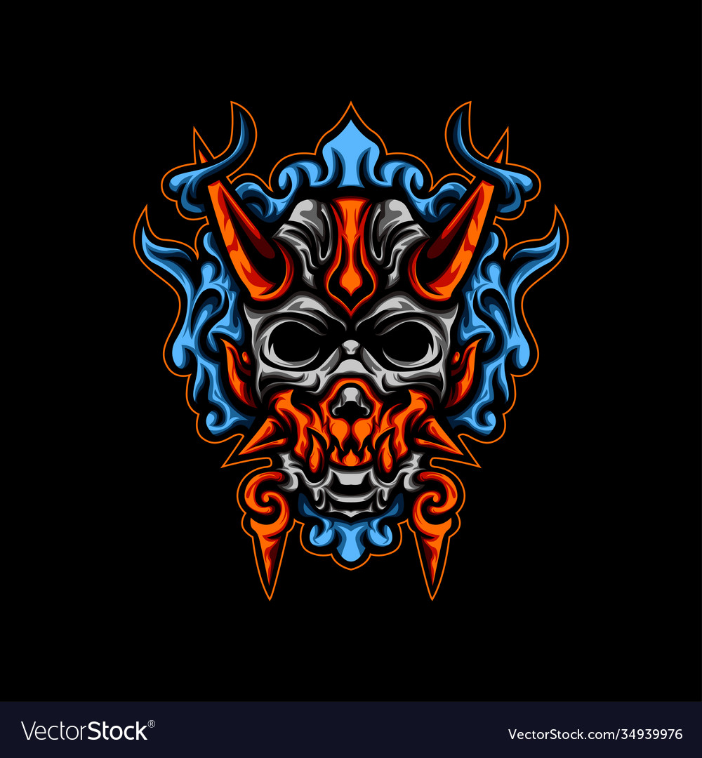 Blue fire devil Royalty Free Vector Image - VectorStock