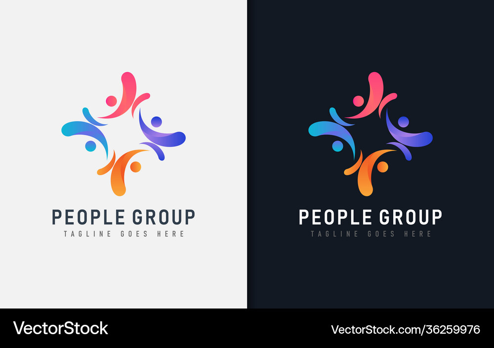 Colorful people group symbol combination logo Vector Image