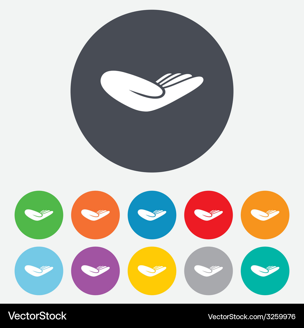 Donation hand sign icon charity or endowment Vector Image