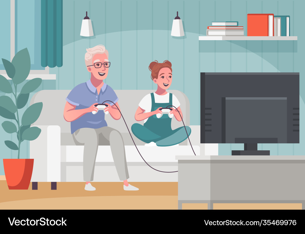 Elderly senior home cartoon Royalty Free Vector Image