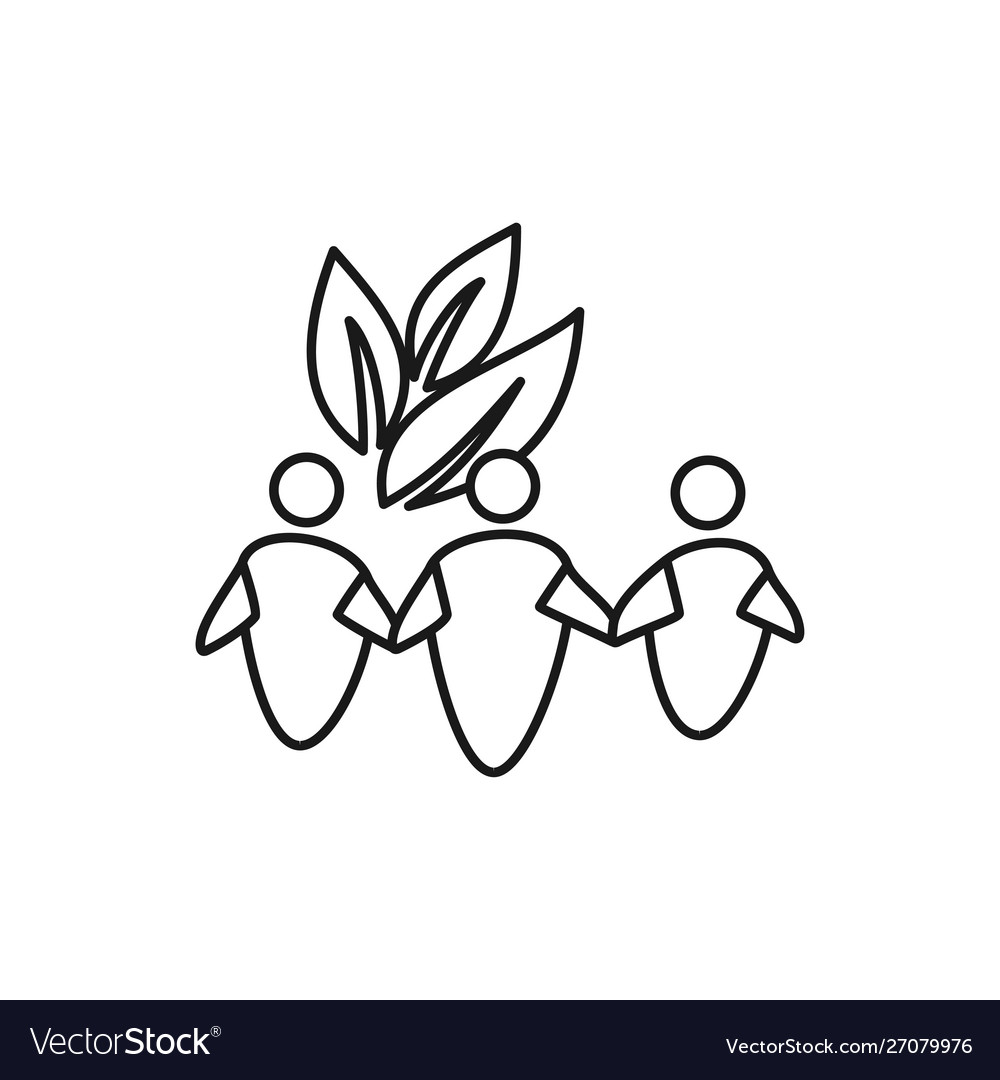 Leaf people commitment teamwork together outline Vector Image