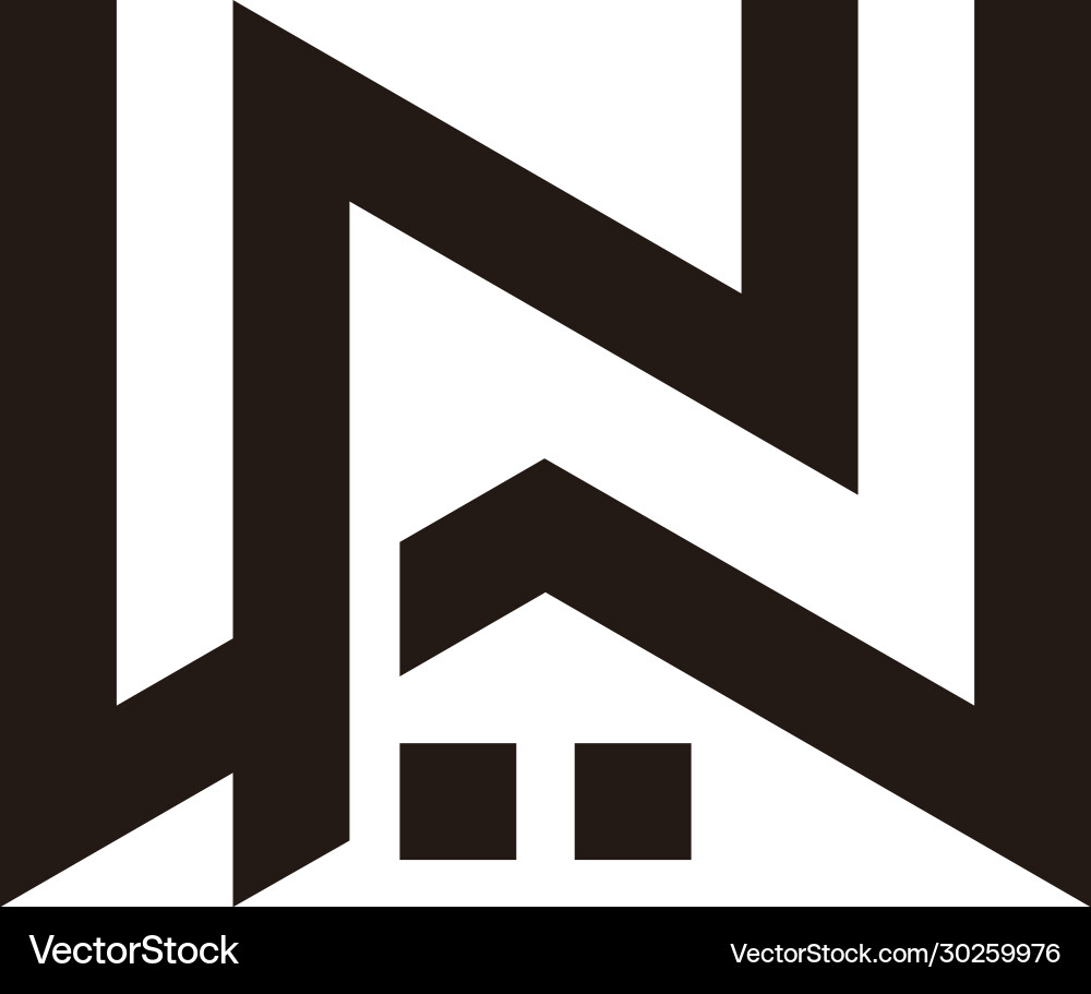 Letter nw home shape simple geometric line logo Vector Image